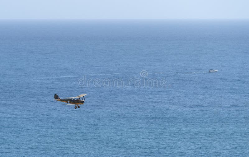 Flying biplane stock photo. Image of airplane, sunny - 263010250