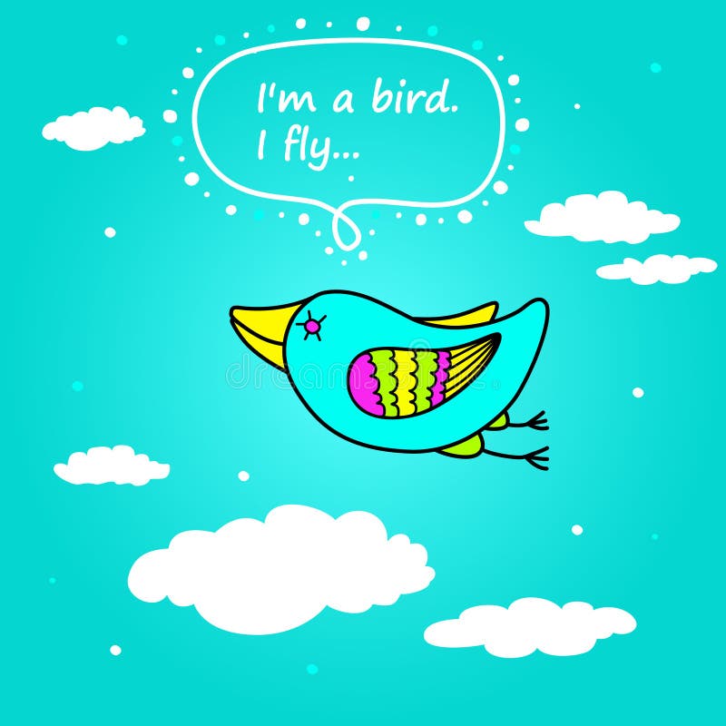 Flying bird. stock vector. Illustration of turquoise - 58397157