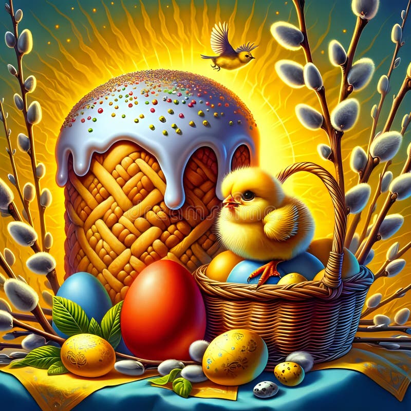 Bird and Chick Greet the Easter Sunrise Stock Illustration ...