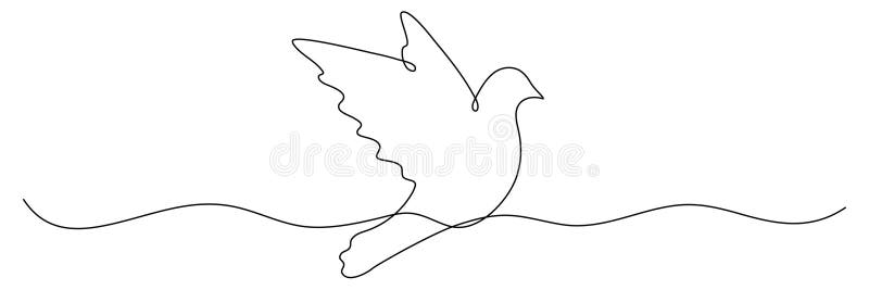 Flying Bird Continuous Line Art Drawn. Stock Vector - Illustration of ...