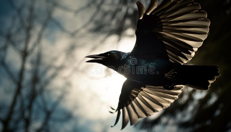 Flying Bird Feathered Wings Spread in Tranquil Motion Generated by AI ...