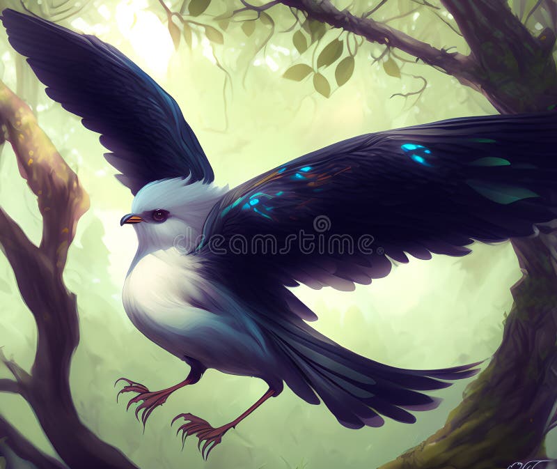 Flying Bird, Generative AI Illustration Stock Illustration ...