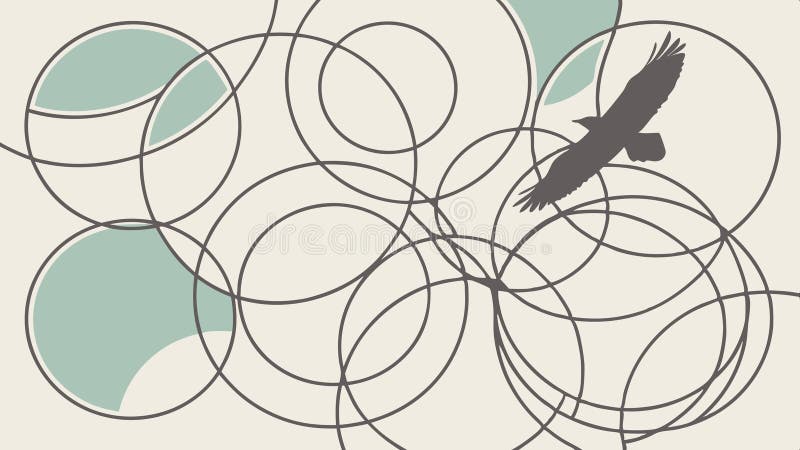 Flying Bird within Geometric Circle Pattern, Nature and Art Vector ...