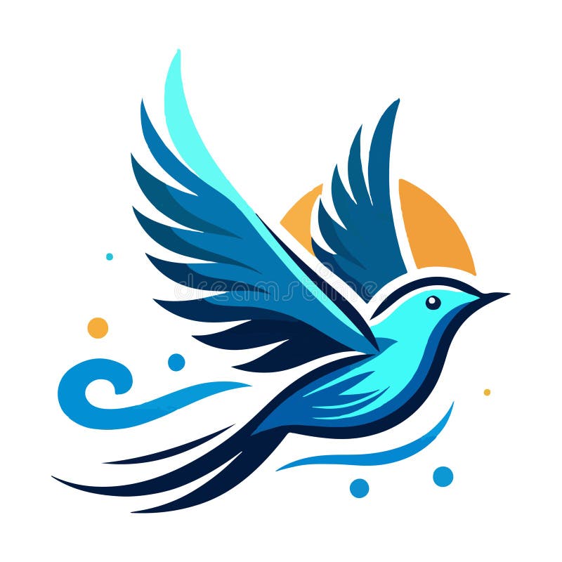 Flying Bird Logo Vector Art Illustration Stock Vector - Illustration of ...
