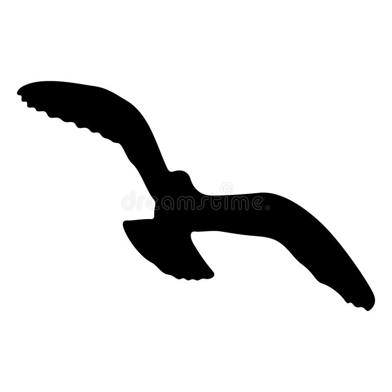 Flying Bird Realistic Silhouette Vector Illustration. Seagull ...