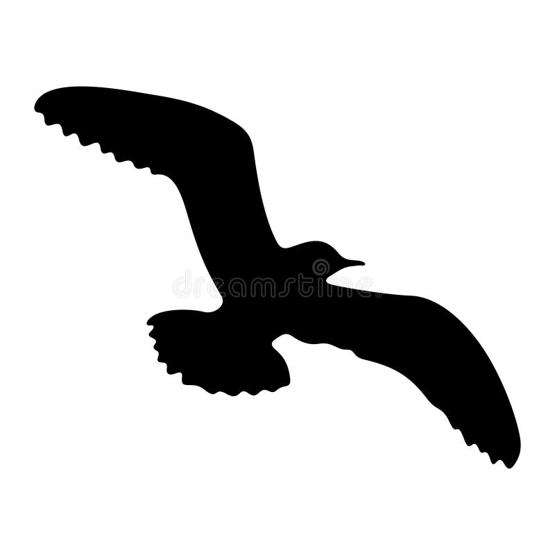 Flying Bird Realistic Silhouette Vector Illustration. Seagull ...