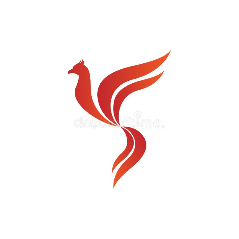 Flying Bird Shape Fire Flames Element Emblem Symbol Stock Vector ...