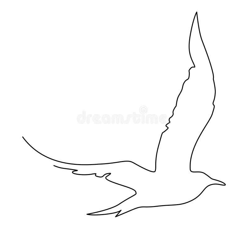 Flying Bird Silhouette Line. Continuous Line Drawing Stock Vector ...