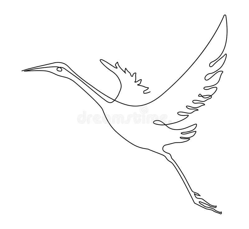 Flying Bird Silhouette Line. Continuous Line Drawing Stock Vector ...
