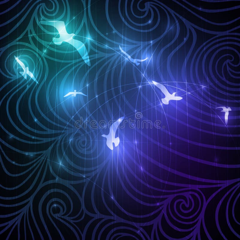 Blue Flame Bird on Black Background Stock Vector - Illustration of ...