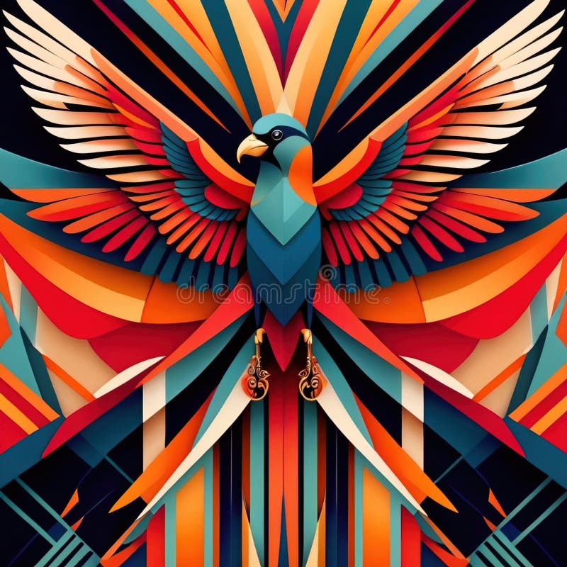 Flying Birds in Flight, Elegant Retro Vintage Art Deco Style ...
