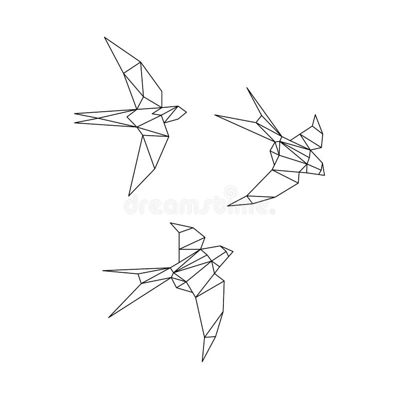 Flying Birds Form Lines, Triangles and Particle Style Design ...