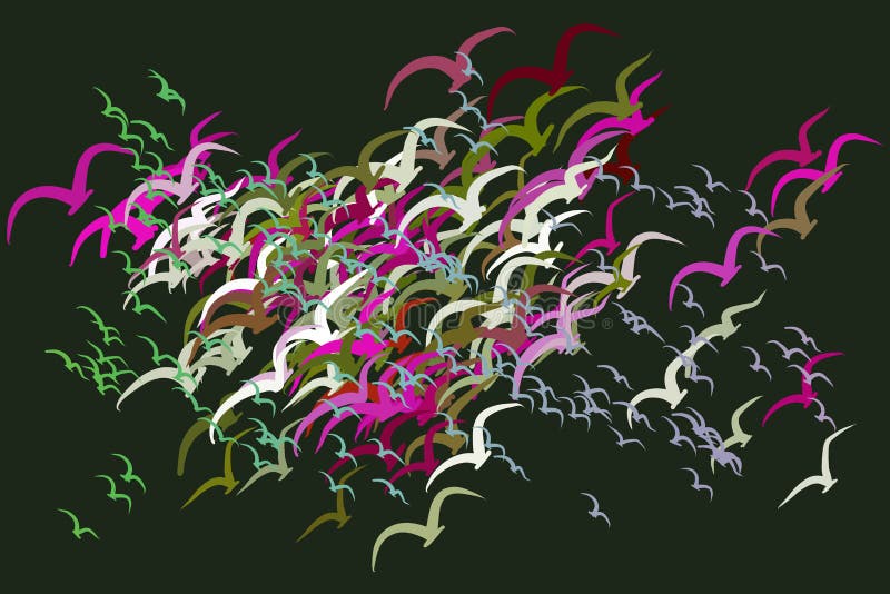 Flying Birds Illustrations Background Abstract, Hand Drawn Texture ...