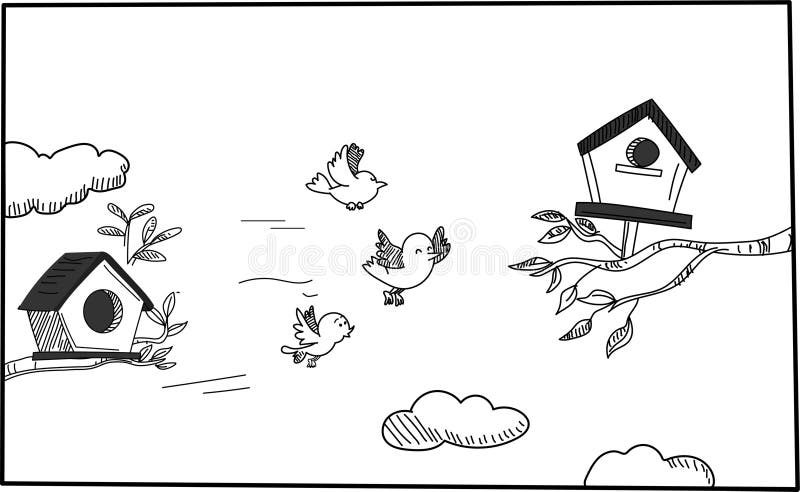 Flying Birds Migration Vector Illustration Stock Vector - Illustration ...