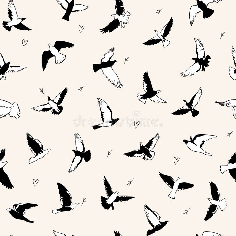 Flying Birds Seamless Pattern Stock Vector - Illustration of nature ...