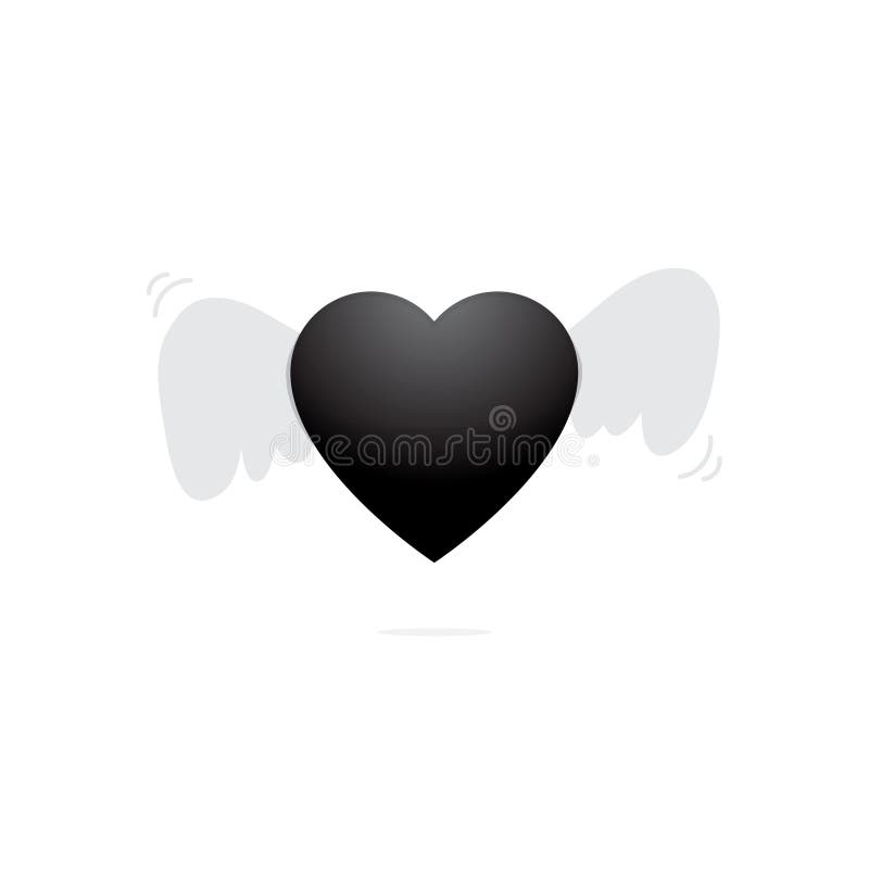 Flying Black Heart Sticker Design. Stock Vector - Illustration of cross ...