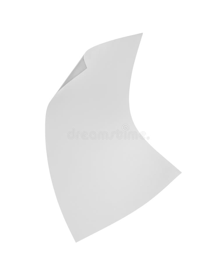 Flying Blank Paper Sheet Isolated on White Stock Image - Image of ...