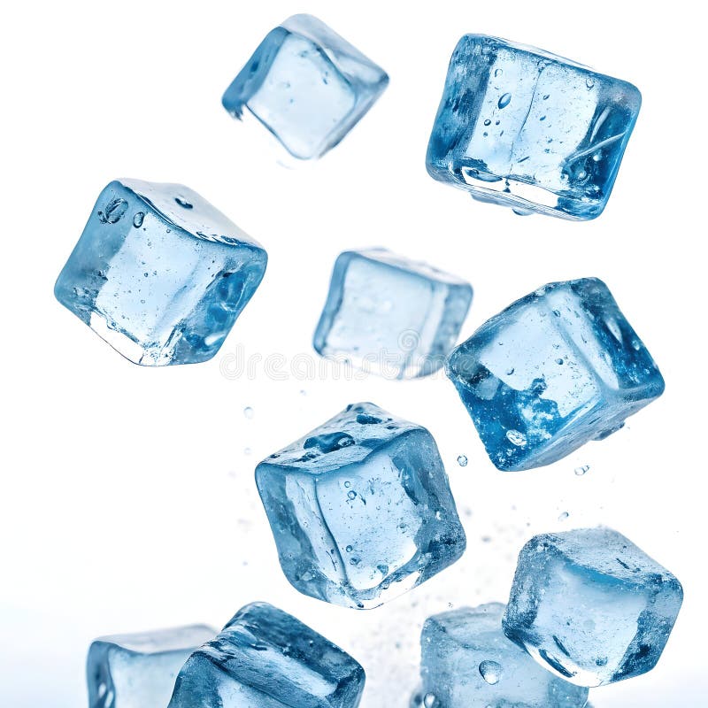 Flying Blue Ice Cubes Isolated Stock Illustration - Illustration of ...