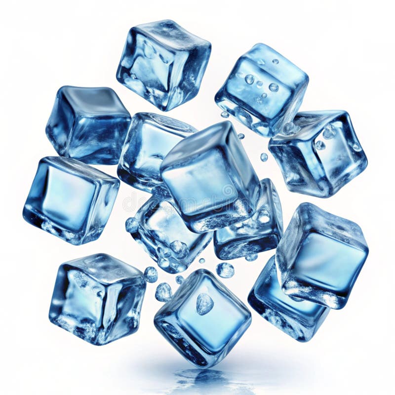 Flying blue ice cubes stock illustration. Illustration of texture ...