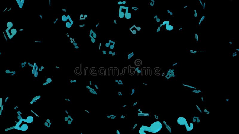 Flying Blue Musical Notes on Black Background. Stock Footage - Video of ...