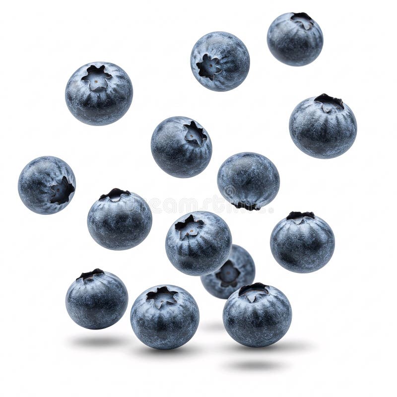Flying Blueberries on White Background Stock Illustration ...