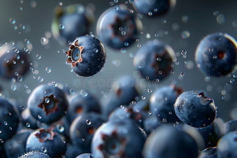 Flying Blueberry Fruit with Splash AI Generated Image Stock ...