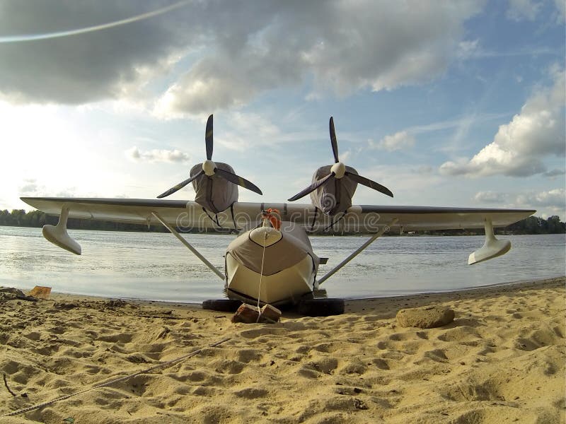 Flying boat stock image. Image of summer, sunlight, airplane - 58053775