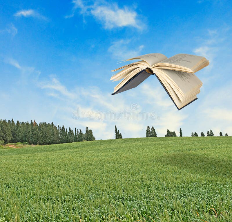 Flying book stock image. Image of field, nature, dream - 22370343