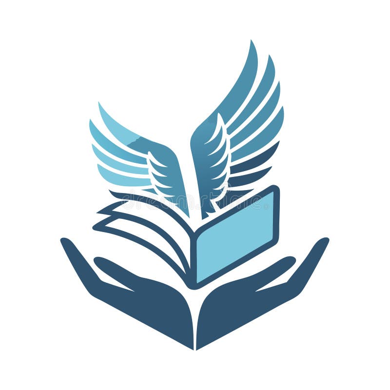 Flying Book Education Logo with Hands, Wing, Knowledge and Learning Design Stock Vector ...