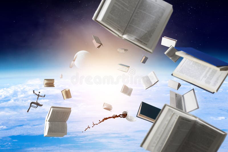 Image of Flying Books . Mixed Media Stock Image - Image of magic ...