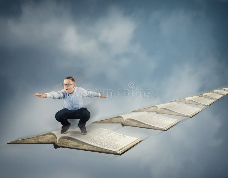 Flying with books stock photo. Image of journey, future - 163622202