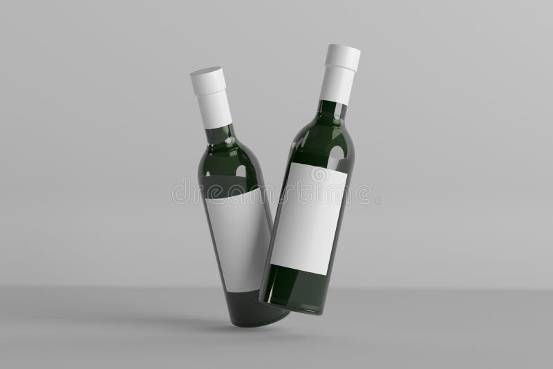 Flying Bottles of Wine, Champagne with a Blank Label with a Place for ...