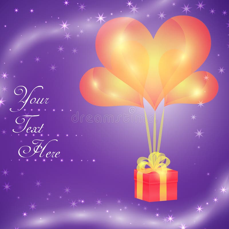 Flying Box with Present stock vector. Illustration of balloon - 64292287