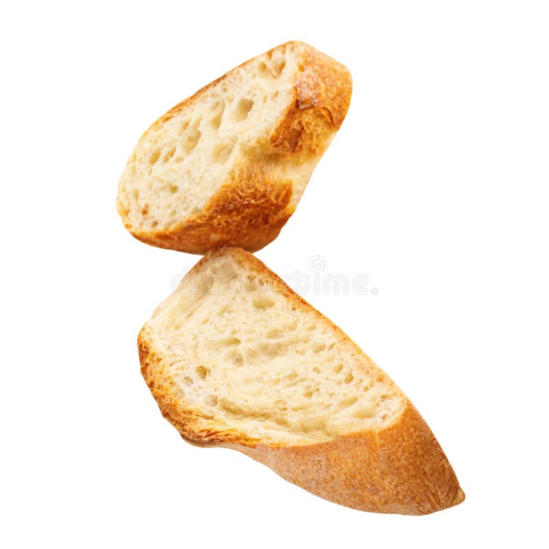 Flying Bread Slices Isolated on White Background. Splash of Bread ...