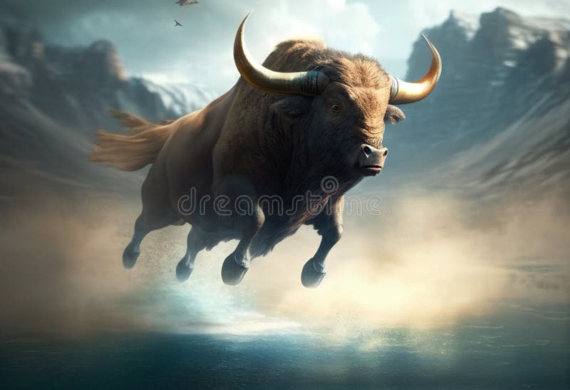 Flying Buffalo. AI Generated Stock Photo - Image of afloat, wind: 297333732