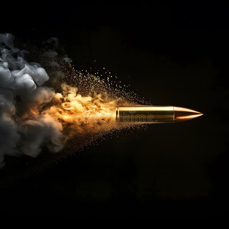 Bullet on a Black Background in Smoke Stock Illustration - Illustration ...