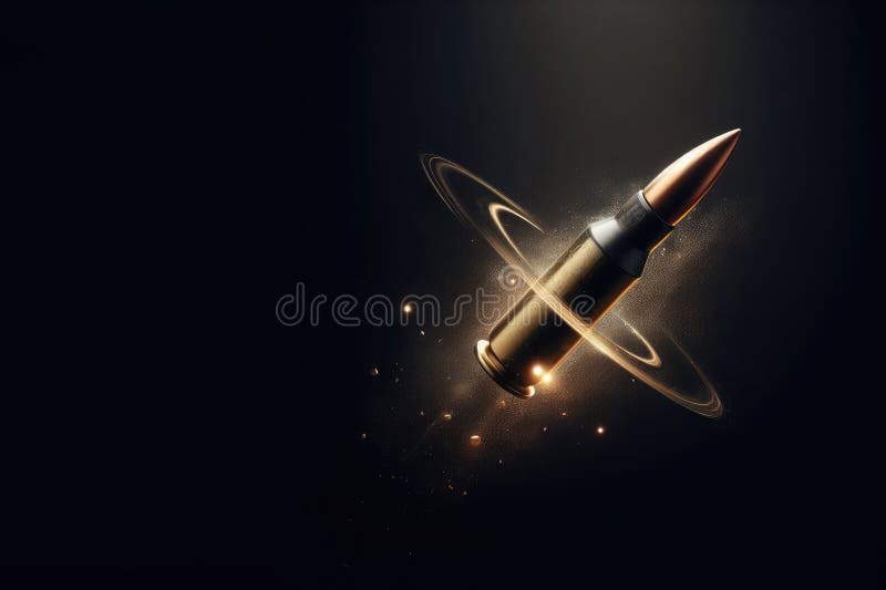 A Flying Bullet on a Dark Background. Stock Illustration - Illustration ...