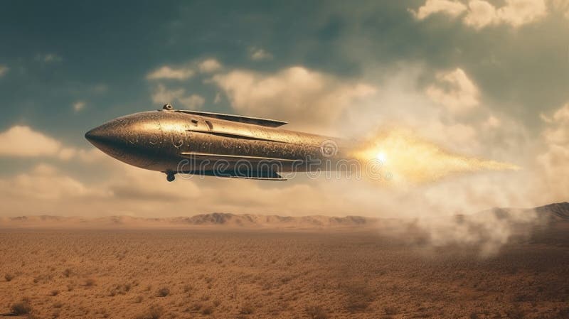 Flying Bullet with Dust Trail. Generative AI Stock Illustration ...