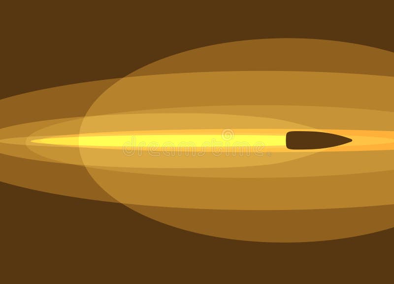 A Flying Bullet in Motion with the Fiery Trace. Vector Illustration ...