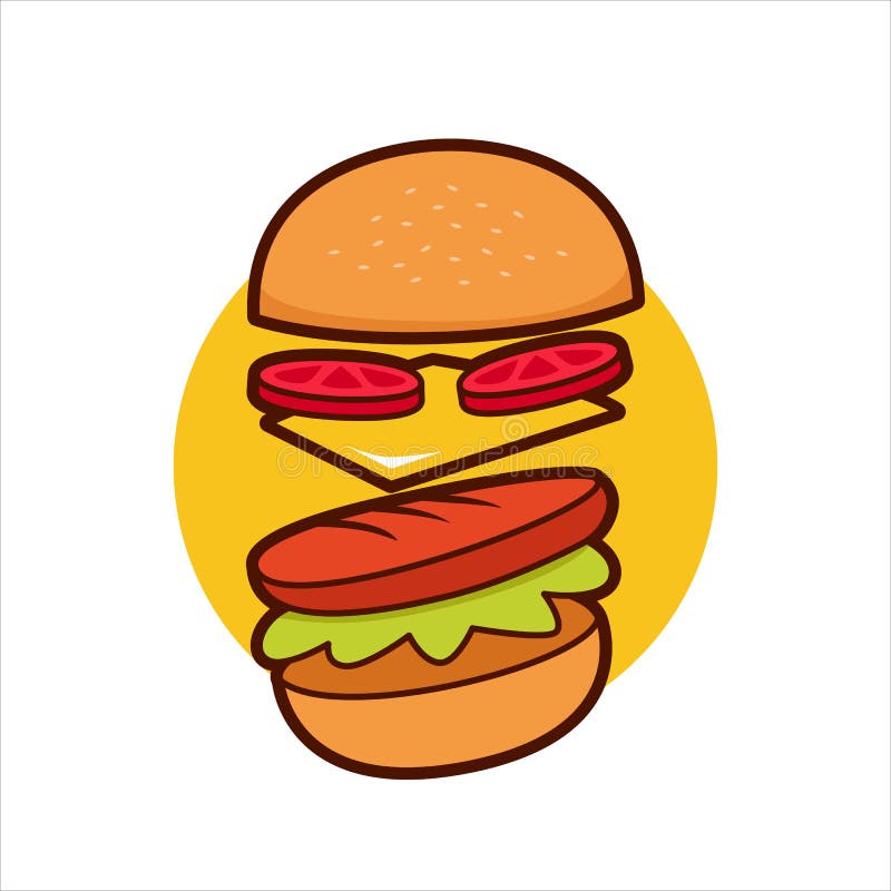 Flying Burger Food Cartoon Logo Stock Illustration - Illustration of ...