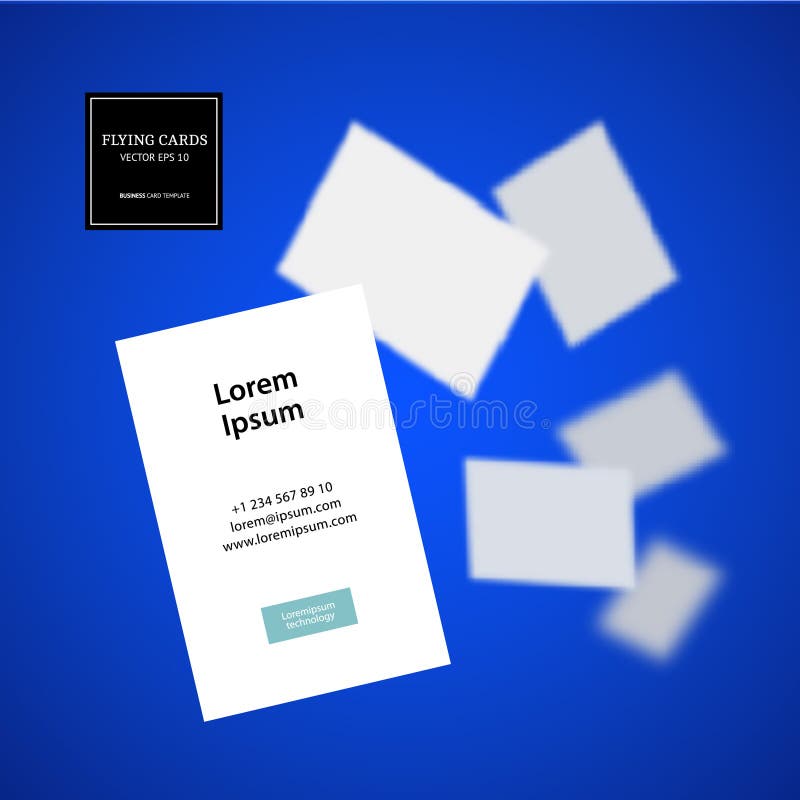 Flying Business Cards Mock Up Concept Stock Vector - Illustration of ...