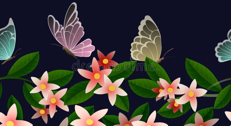 Flying Butterflies on Black Background Stock Vector - Illustration of ...