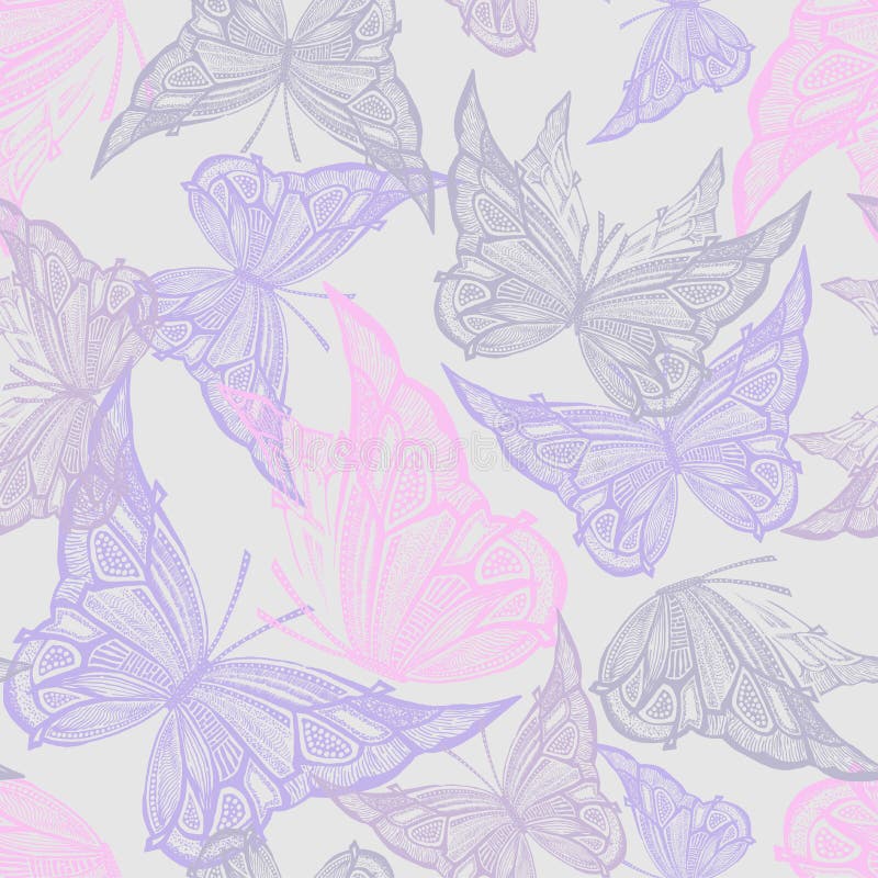 Flying Butterflies Graphic Seamless Pattern Stock Vector - Illustration ...