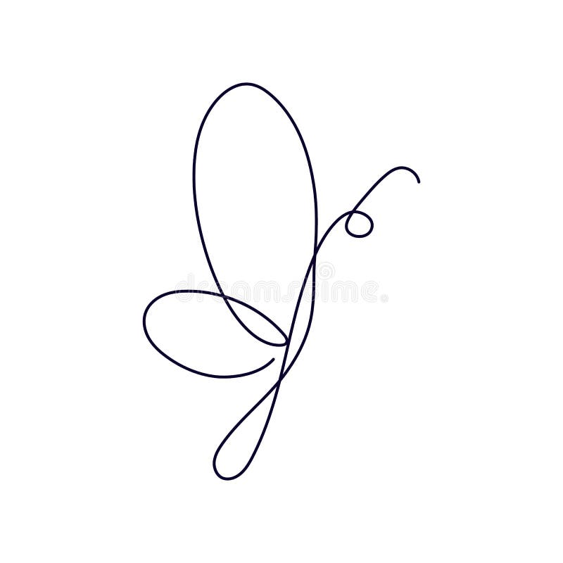 Flying Butterfly Continuous Line Drawing.Element Isolated on White ... Flying Butterfly Continuous Line Drawing.Element Isolated on White ...