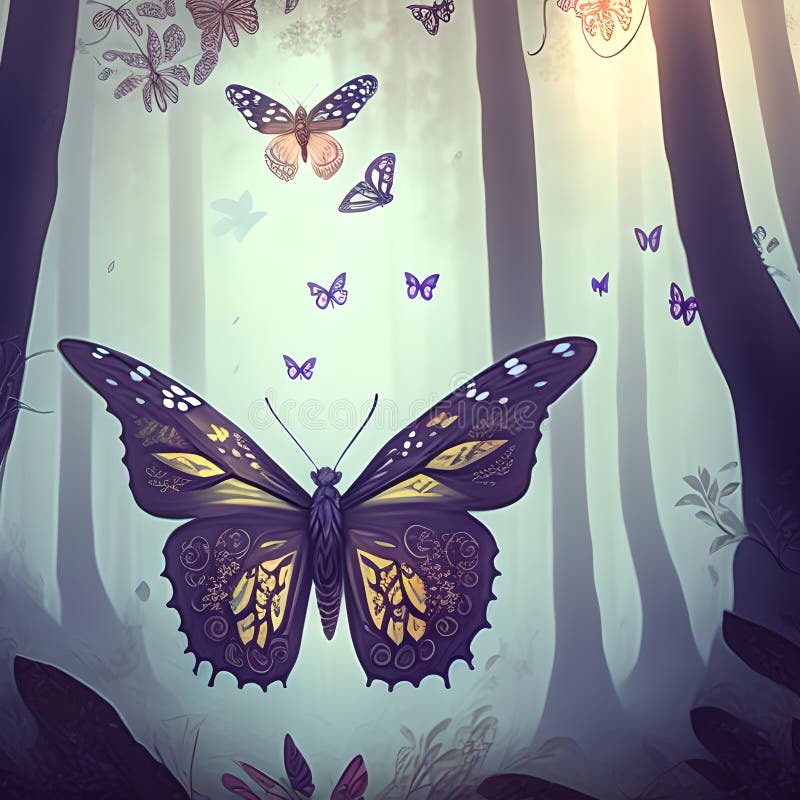 Flying Butterfly, Generative AI Illustration Stock Illustration ...