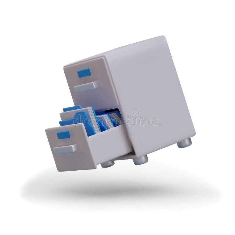 Flying Cabinet with Different Documents and Folders. File Archive ...