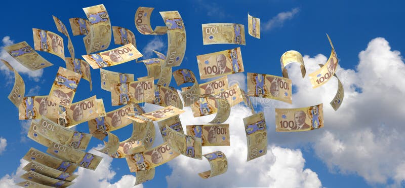 Flying Canadian Dollar stock illustration. Illustration of currency ...