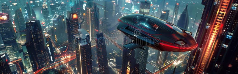 Flying Car. City of the Future. Fantastic Architecture.generative Ai ...