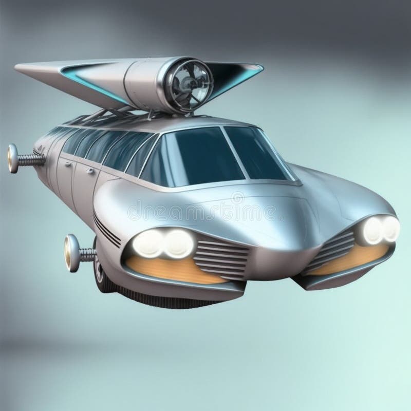 Flying Car Model on a Gray Background Stock Illustration - Illustration ...