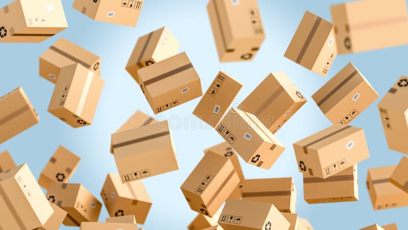 Flying cardboard box stock illustration. Illustration of concept - 39833896